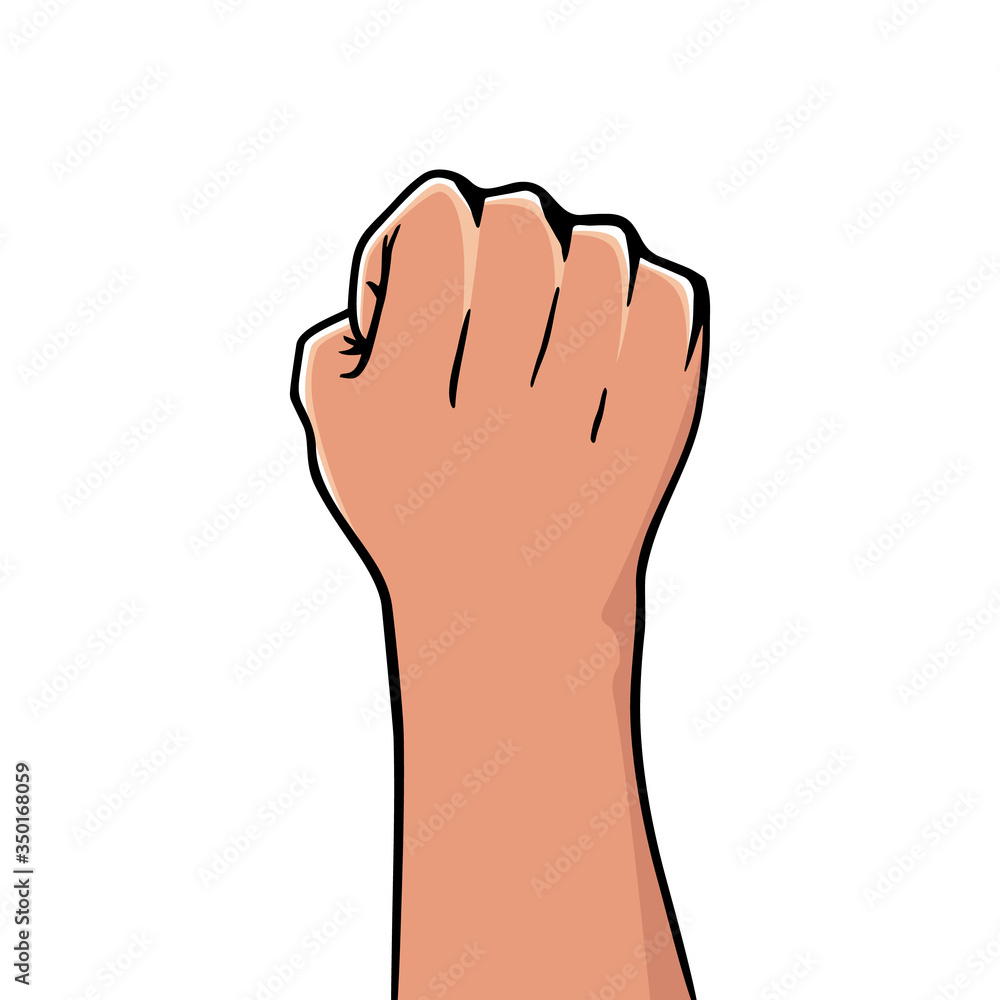 Winner rised clenched fist. Logo label design, concept of win. Human ...