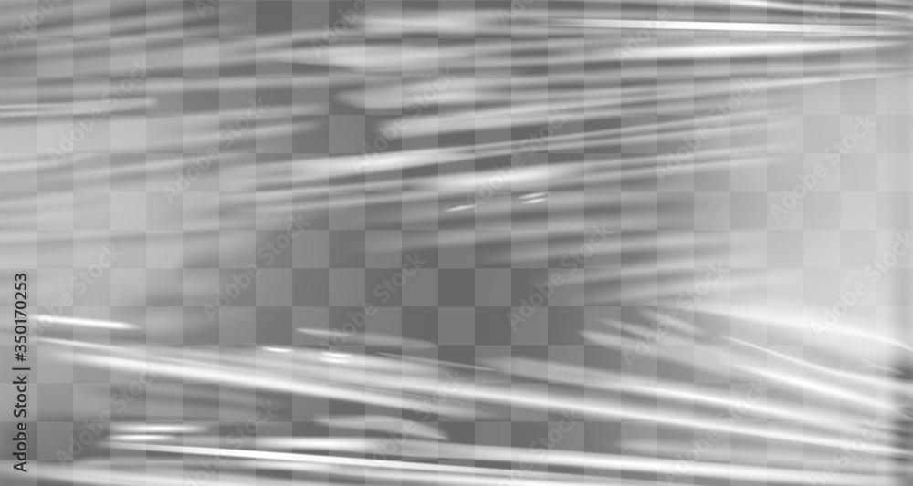 Transparent stretch plastic wrap texture. Realistic polyethylene ...