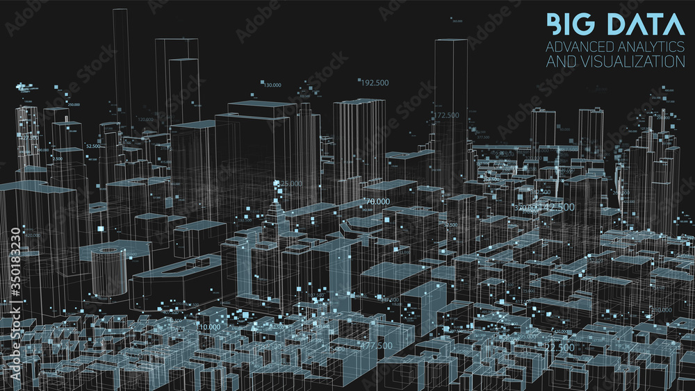 3D Big data in modern city. Abstract social information sorting ...
