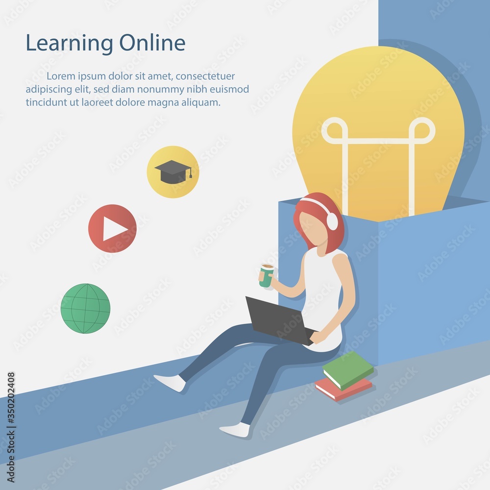 Learning Online concept,education at home,E-learning platform and ...