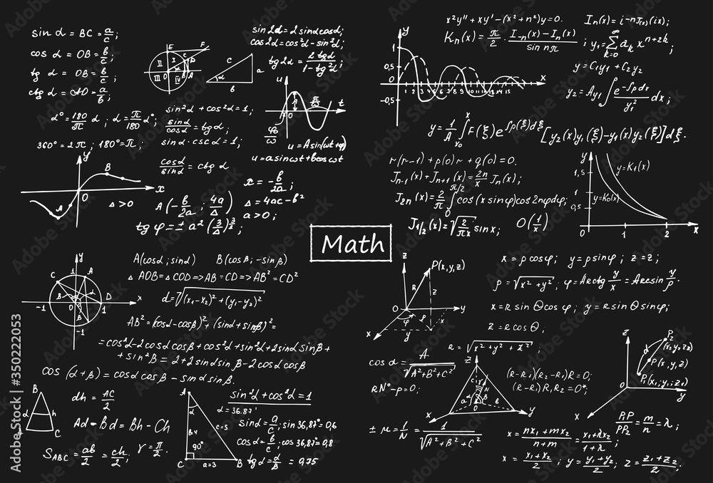 Vintage education and scientific background. Set from math law theory ...