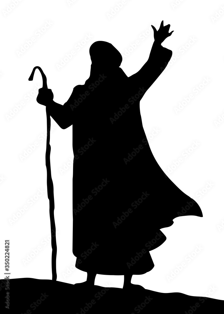 Moses with the staff. Vector drawing Stock Vector | Adobe Stock
