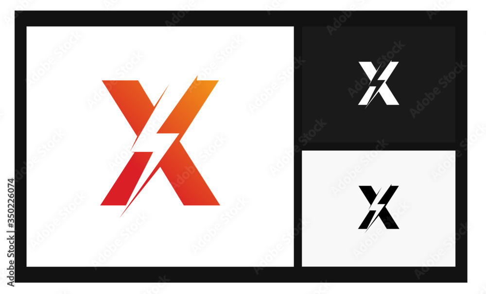 letter X lightning concept design electrical logo Stock Vector | Adobe ...