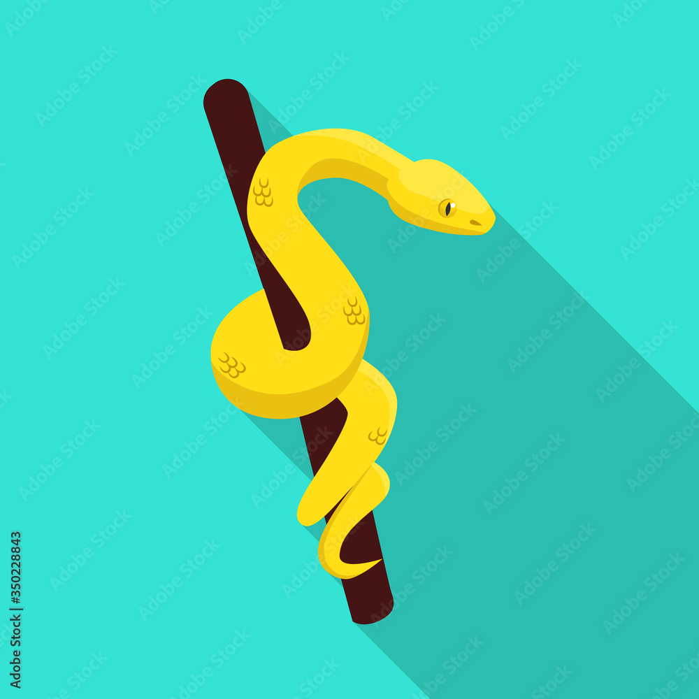 Vector illustration of snake and yellow symbol. Web element of snake ...