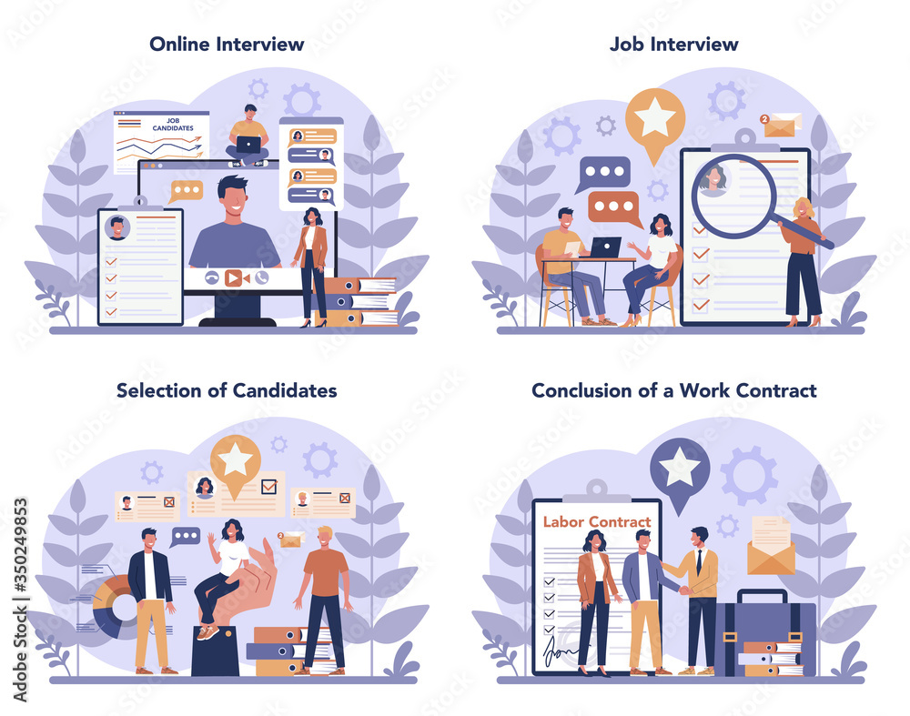 Job interview concept set. Idea of employment and hiring Stock Vector ...