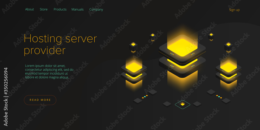 Hosting server isometric vector illustration. Abstract 3d datacenter or ...