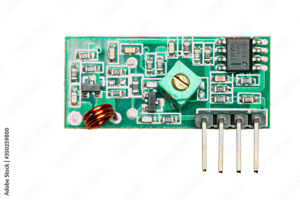 Micro 433MHz UHF Radio Receiver Module Isolated on White Background ...