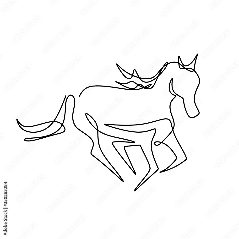Continuous one line drawing. Horse logo. Elegance pony horse mammal ...