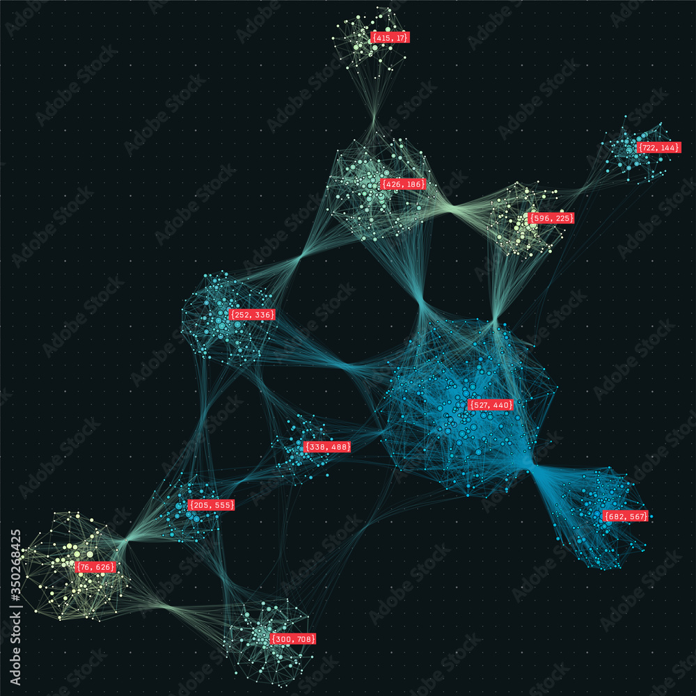 Big data visual representation. Cluster analysis visualization. Advanced analytics. Beauty of ...