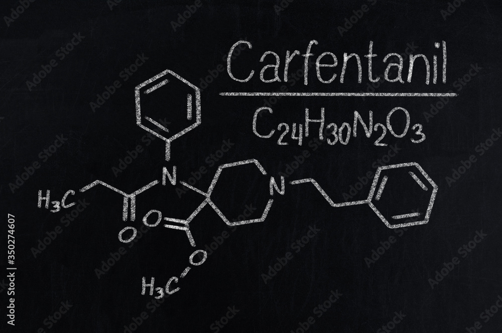 Black chalkboard with the chemical formula of Carfentanil Stock ...