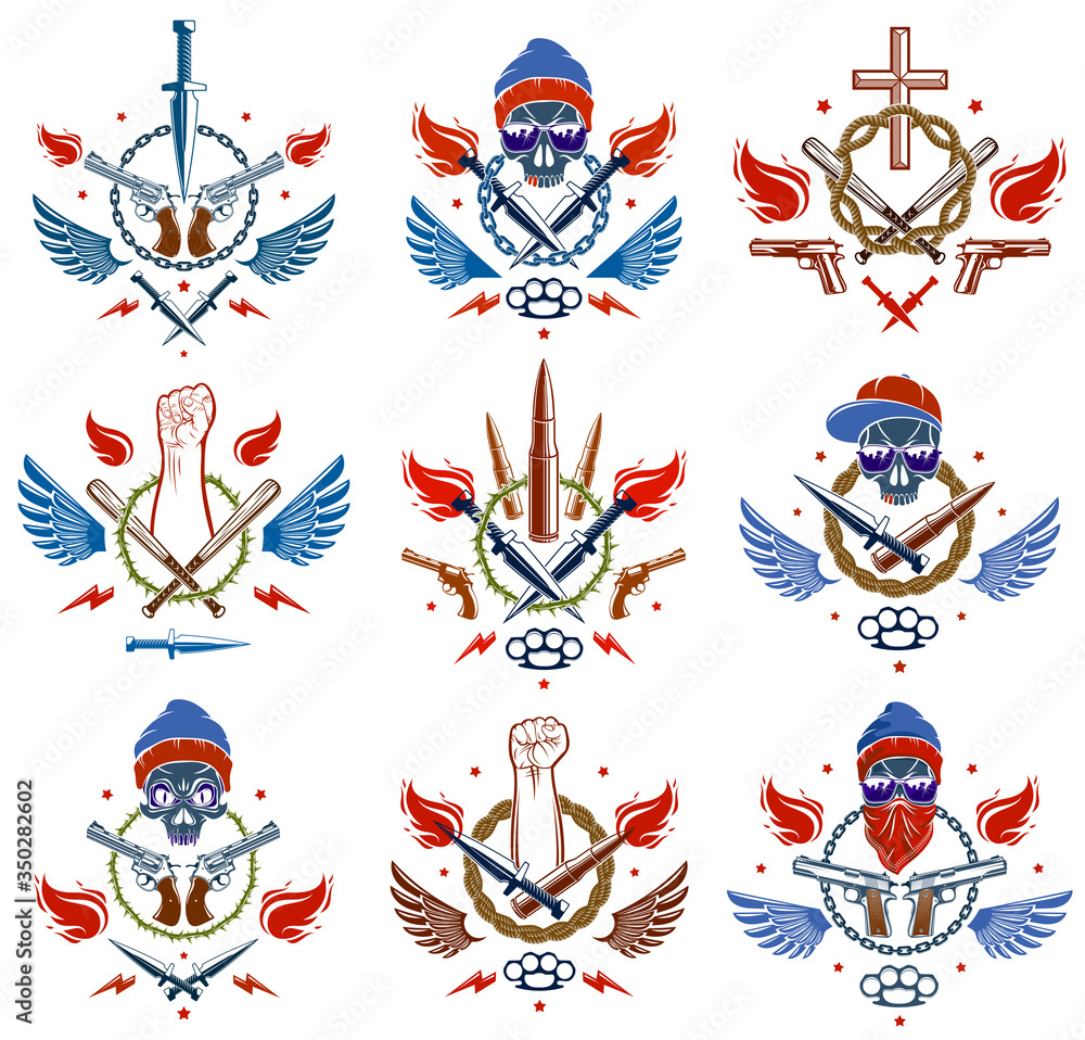 Anarchy and Chaos aggressive emblem or logo with strong clenched fist ...