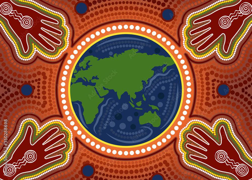 Save the earth concept art. Aboriginal earth day dot painting Stock ...