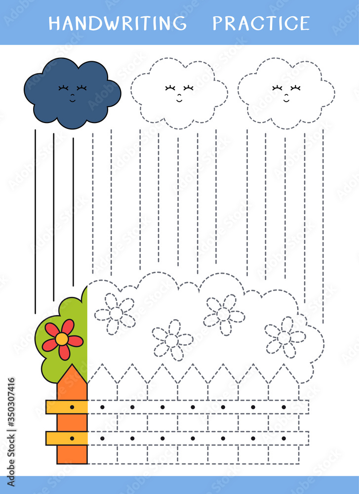 Handwriting practice sheet. Simple educational game for kids Stock ...