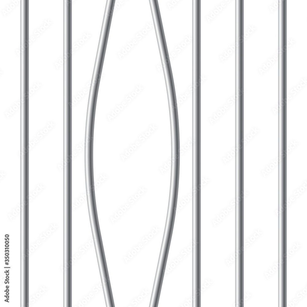 Prison bent metal rods or bars isolated on white background. Realistic ...
