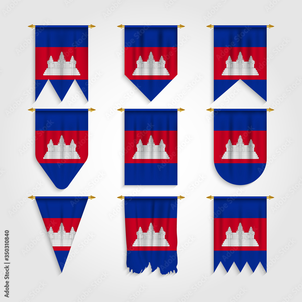 Cambodia Flag in Different Shapes, Flag of Cambodia in Various Shapes ...