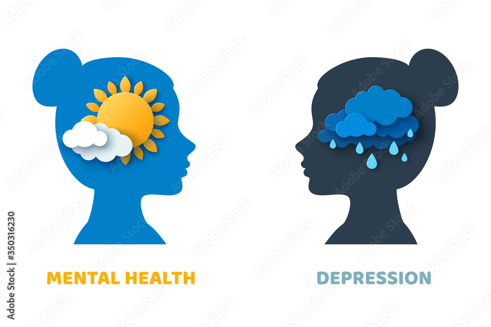 Mental health and depression psychology concept. Vector illustration ...