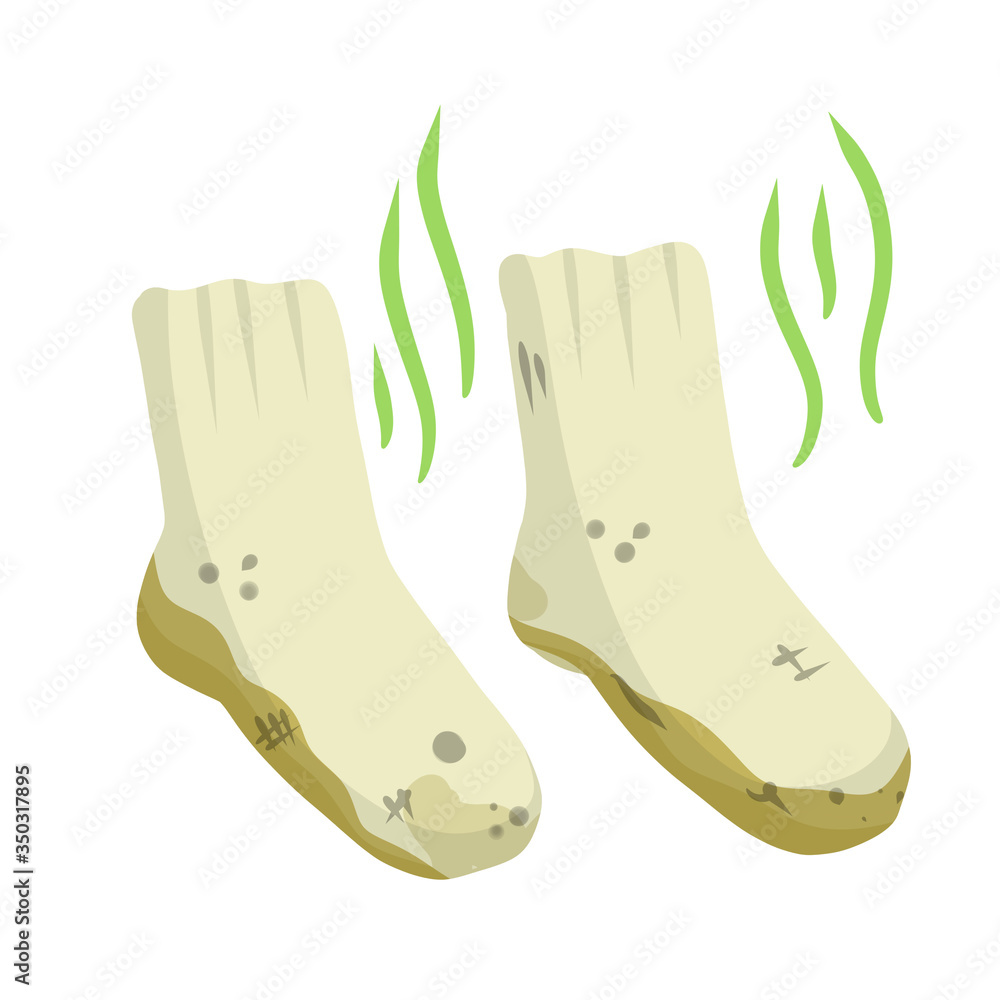 Dirty sock. Smelly feet. Sloppy clothes. Stinky toe. Grey Object for ...