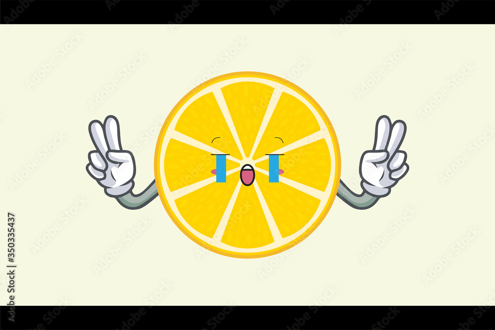 CRYING, SAD, SOB Face. Double Peaceful Finger. Mascot Illustration ...