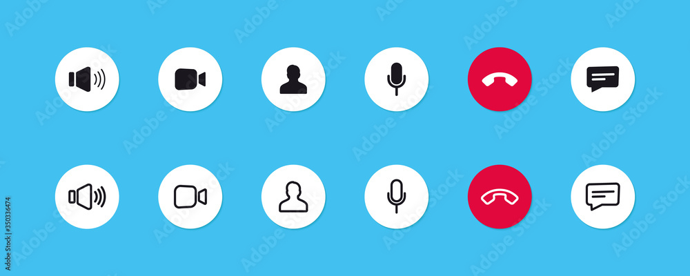 Set of Video call icons. Video conference. Collections buttons of on ...