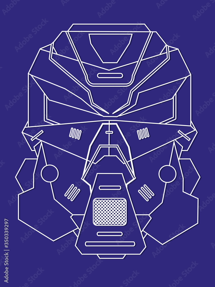 Sci-fi military, Police helmet vector blueprint Stock Vector | Adobe Stock