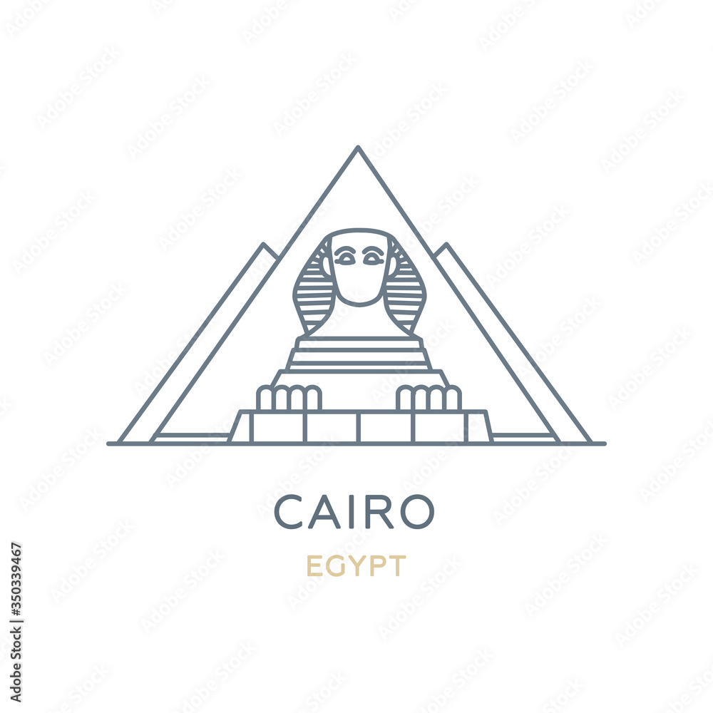 Cairo, Egypt. Line icon of the city in Africa and Asia. Outline symbol ...