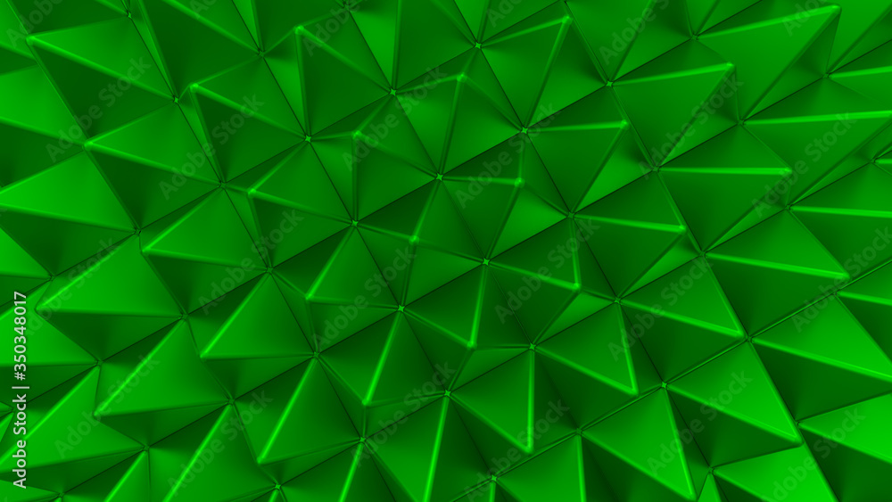 3d ILLUSTRATION, of green abstract pyramid background, triangular ...