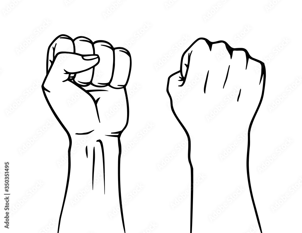 Winner raised fist. Logo label design, concept of win. Vector ...