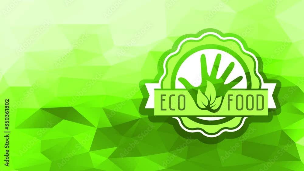 rounded natural eco food sign forming with wavy layers around a hand ...