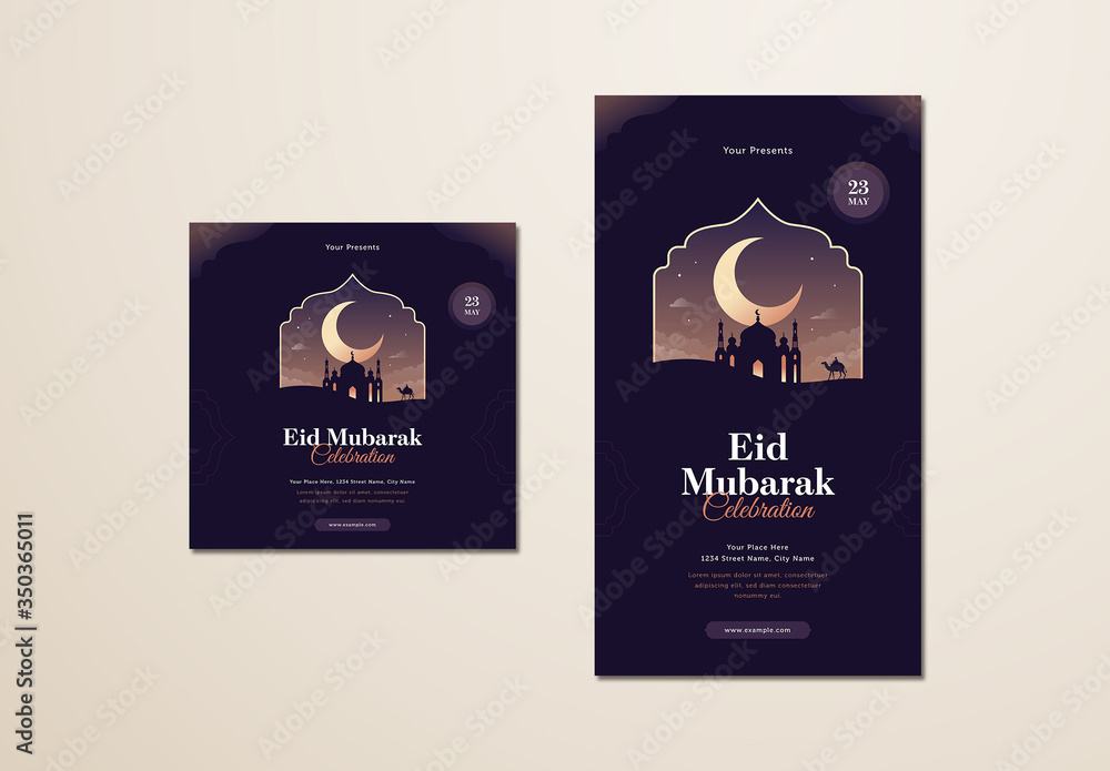 Eid Mubarak Social Media Layouts Stock Template | Adobe Stock