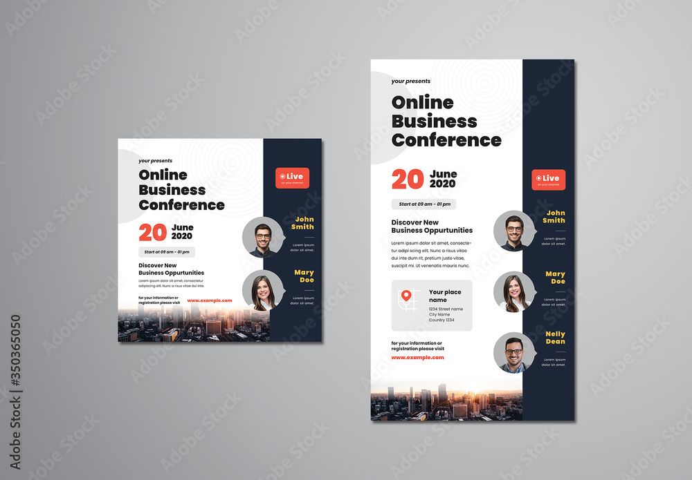 Online Business Conference Social Media Layouts Stock Template | Adobe ...