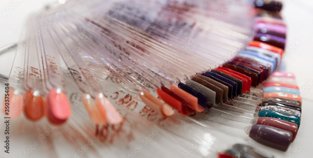 Nails variety samples for manicure. The color of Polish for manicure ...