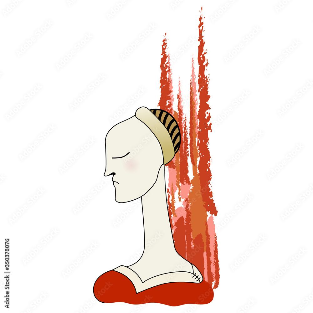 Isolated vector illustration. Female portrait. Hand drawn sketch ...