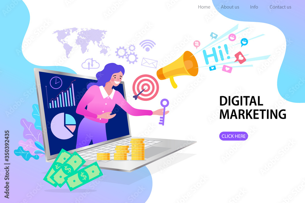 Concept of e-marketing, internet promo, digital promotion, online ...