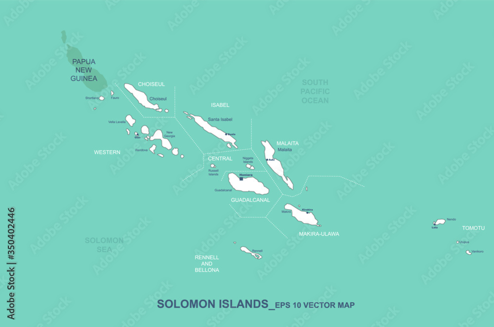 solomon islands map. vector map of solomon islands. detailed oceania ...