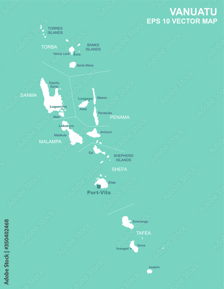 vanuatu map. detailed oceania countries vector map. Stock Vector ...