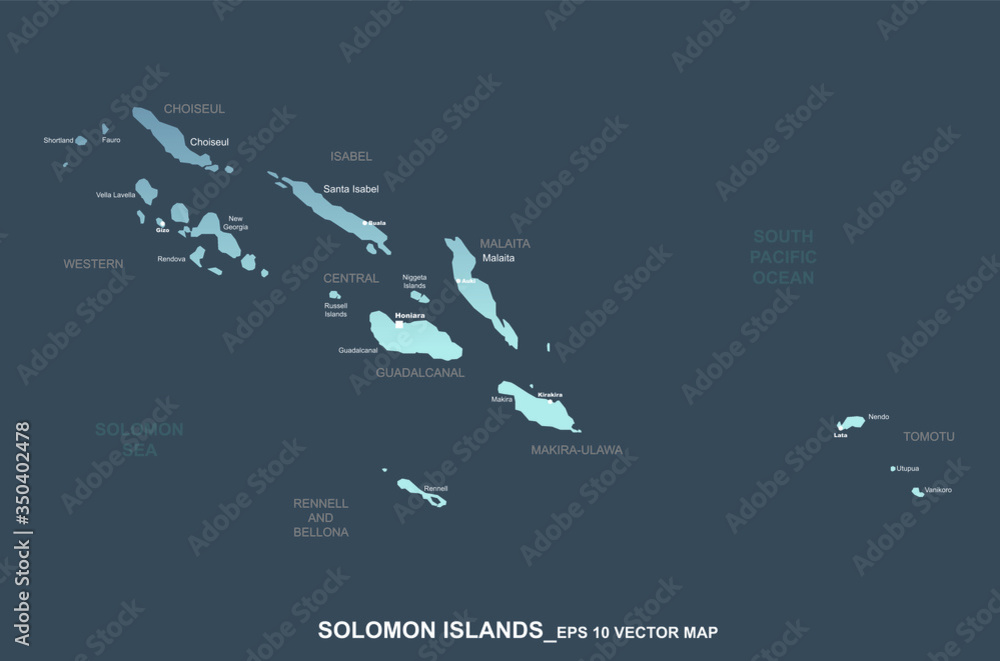 solomon islands map. vector map of solomon islands. detailed oceania ...