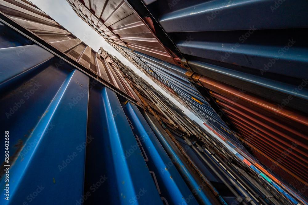 abstract texture background of container cargo wall, view inside Stock ...