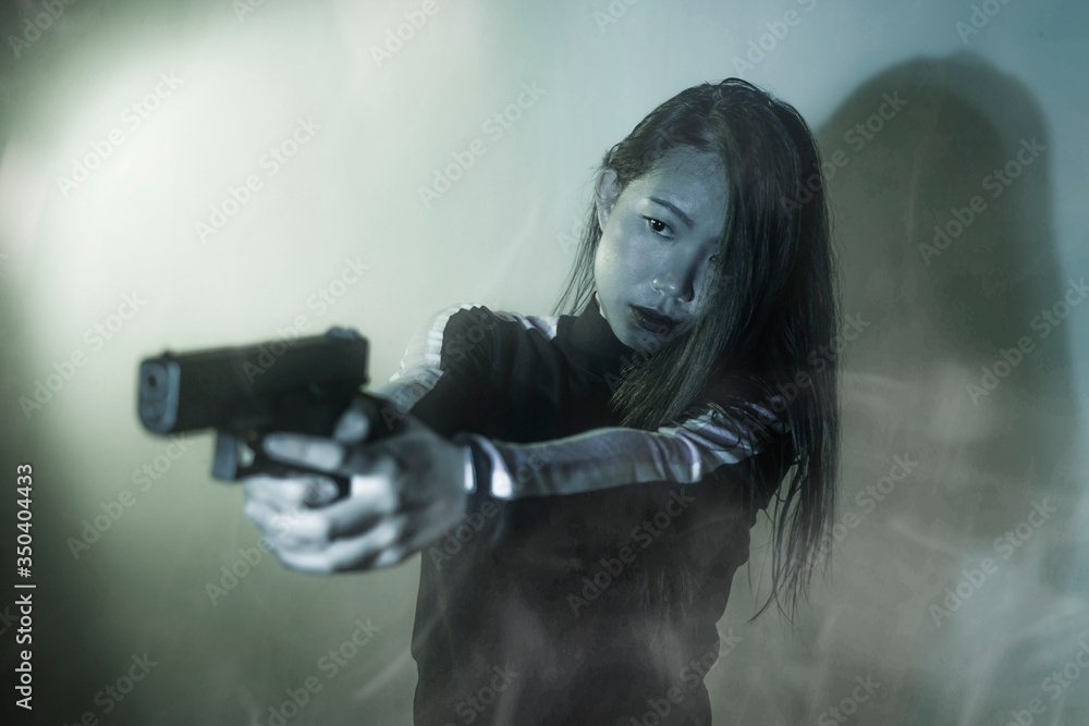 cinematic portrait of young attractive and dangerous special agent ...