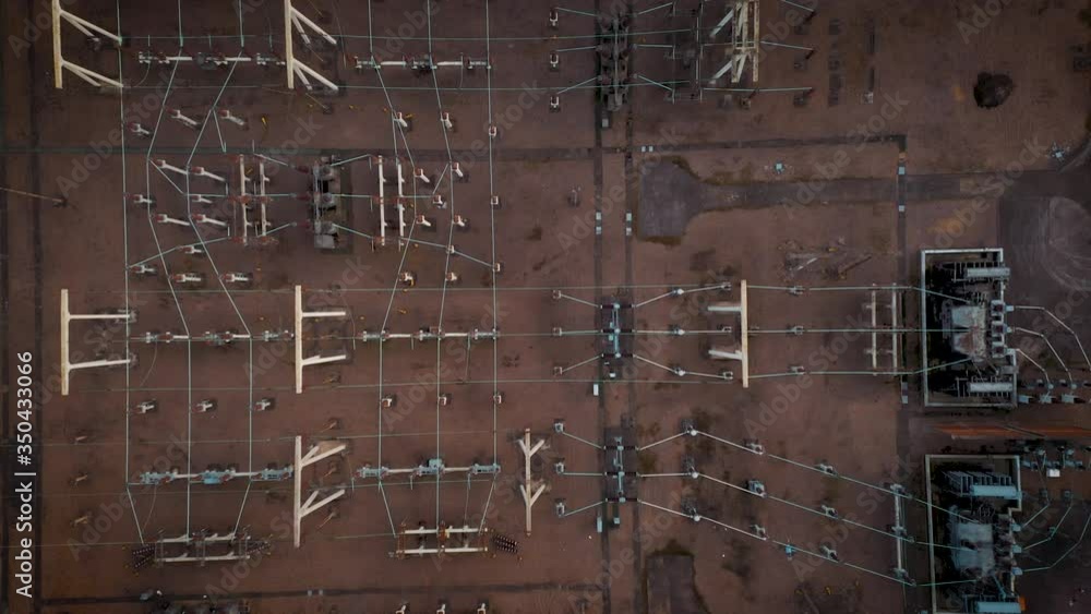 An aerial view of an electricity grid substation. Electricity grid ...
