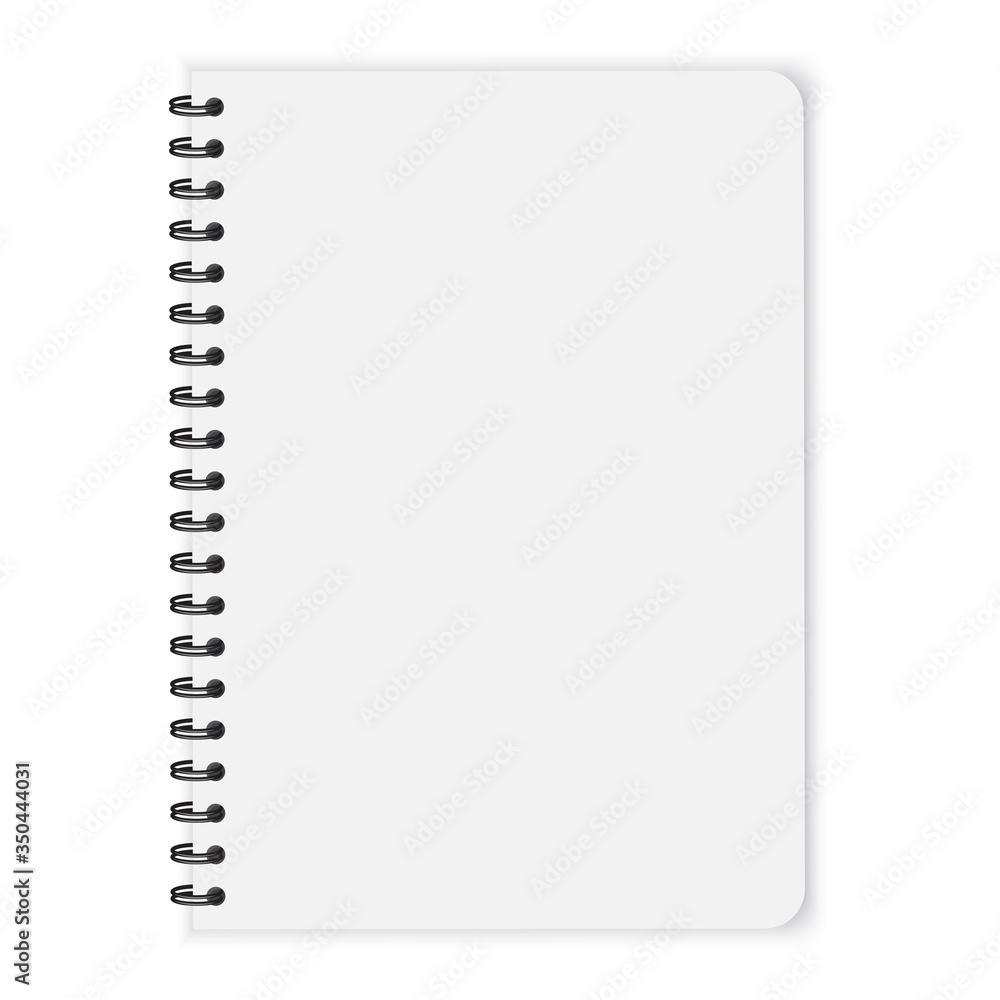 Notebook on a spiral. Blank notepad in mocap style. Book bound by rings ...