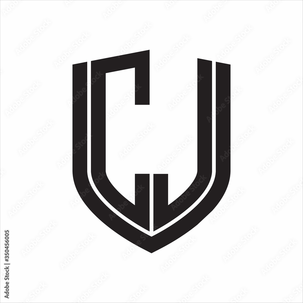 CJ Logo monogram with emblem shield design isolated on white background ...