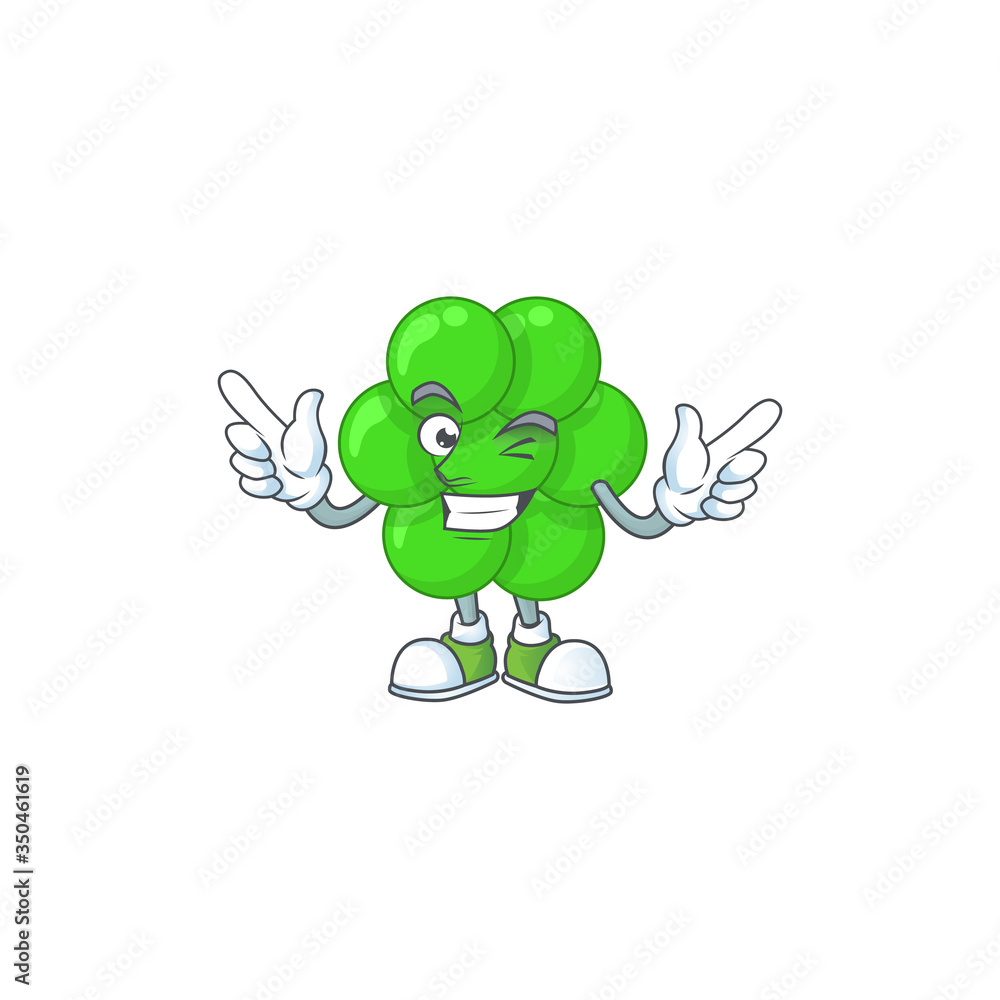 Cartoon drawing concept of staphylococcus aureus showing cute wink eye ...