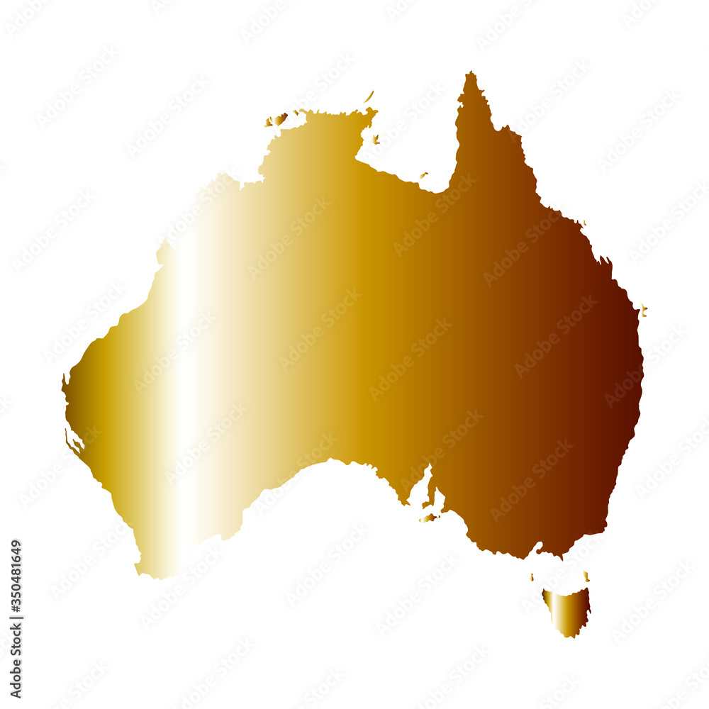 Gold Australian map vector silhouette illustration isolated on ...