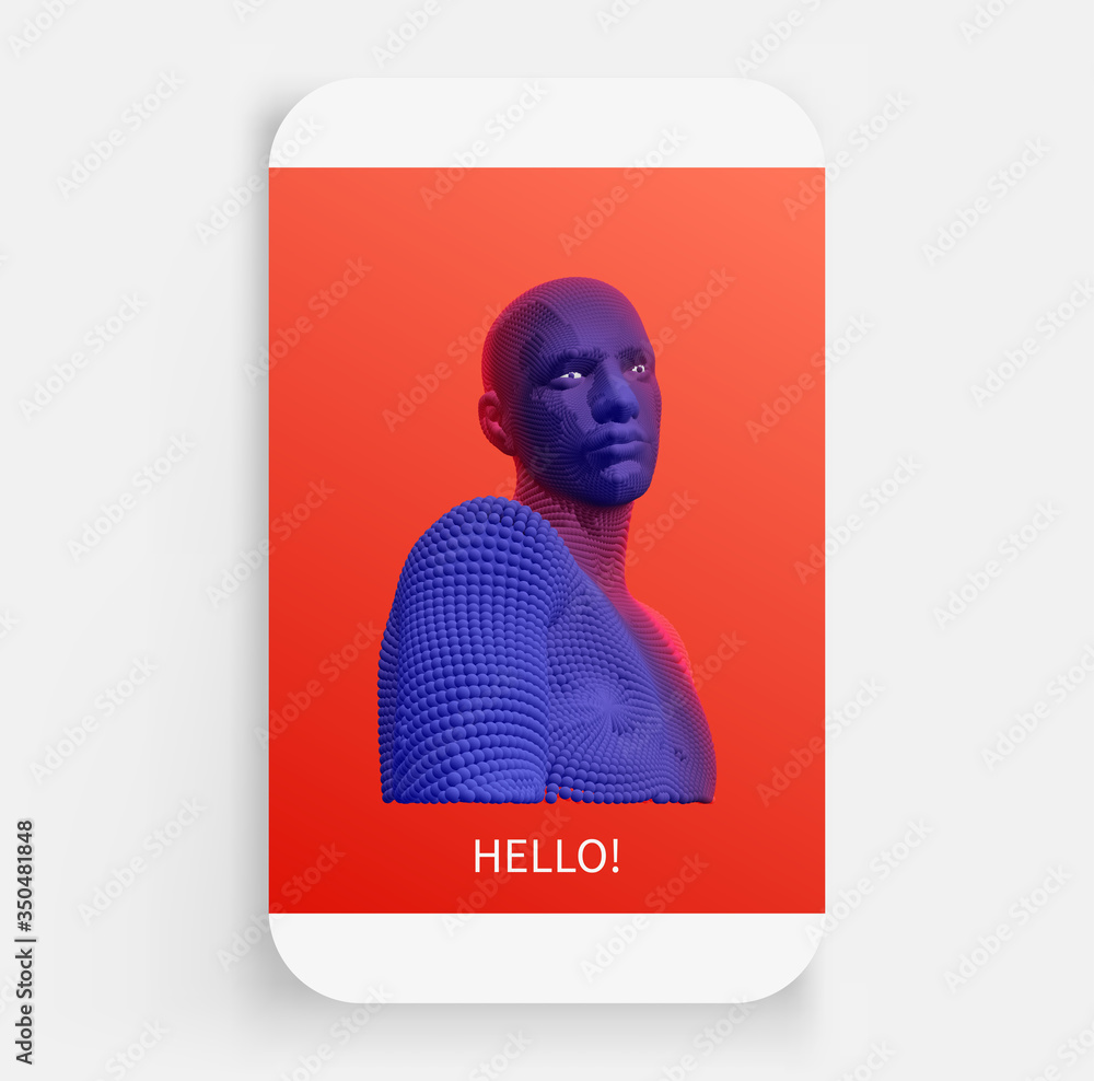 Hello! 3d abstract human torso. Vector illustration composed of ...