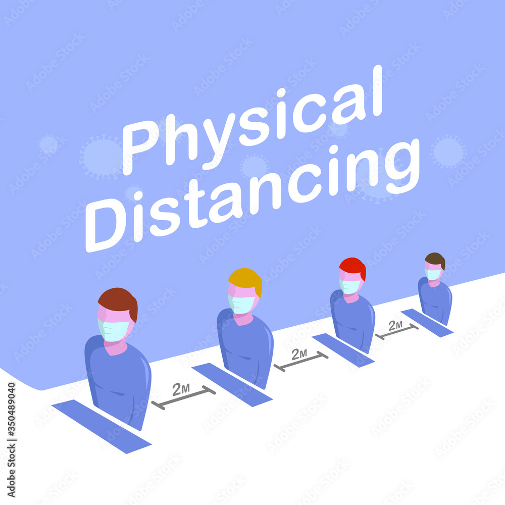 new normal concept and physical distancing guidelines. wearing masks ...