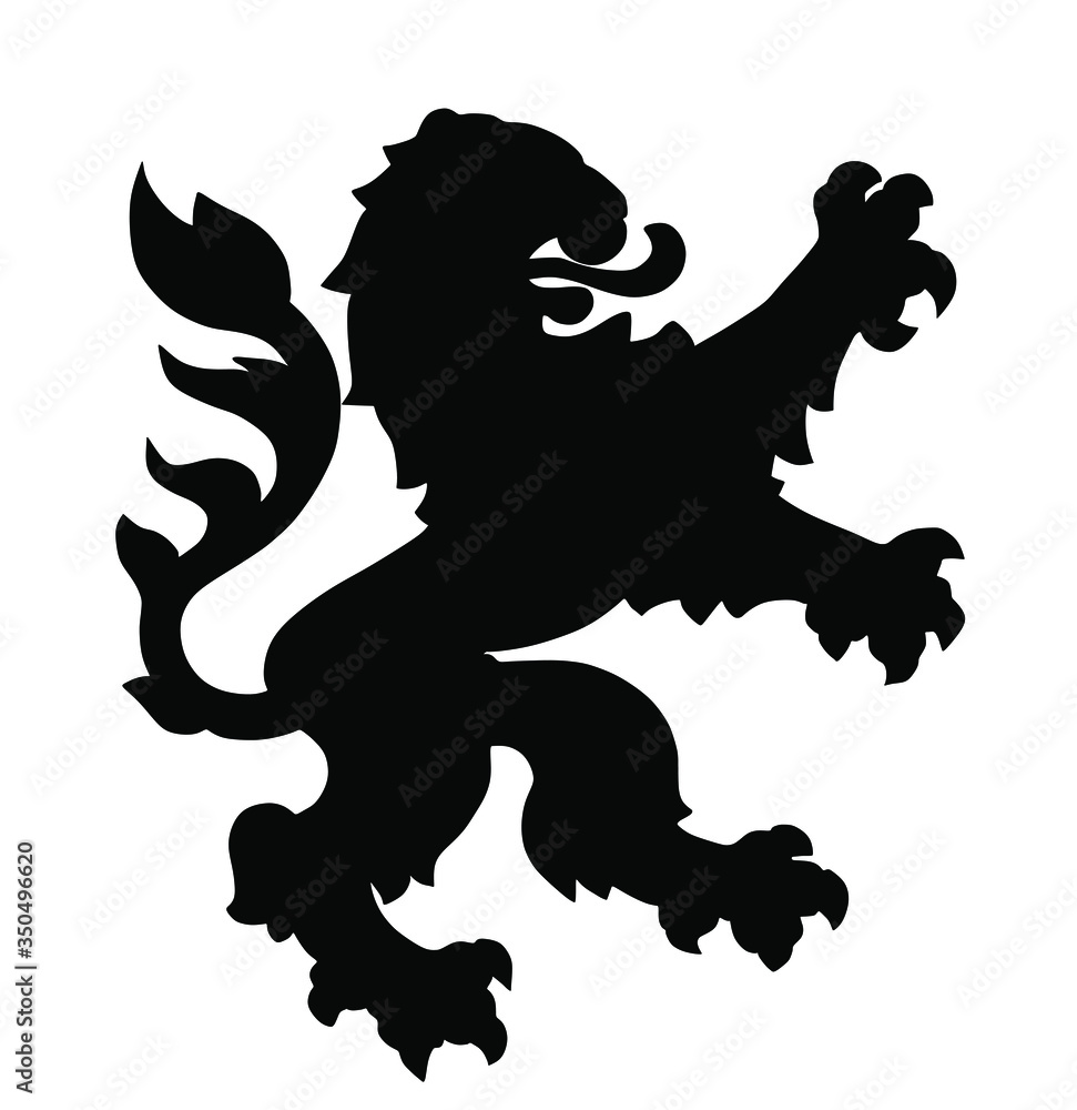 Heraldic Lion animal symbol coat of arms, isolated on white background ...