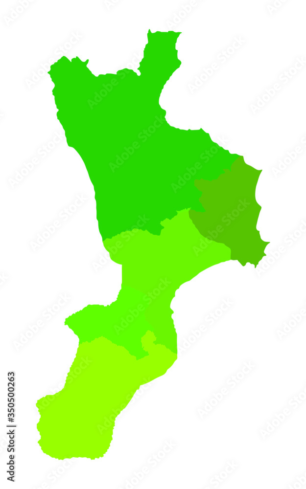 Calabria map vector silhouette illustration isolated on white ...