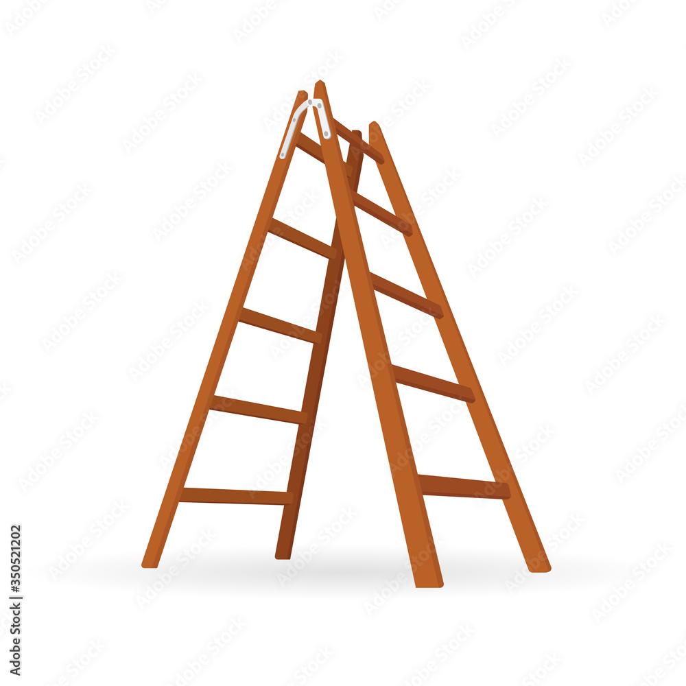 Step Ladder. Realistic wood stepladder vector illustration. Wooden ...