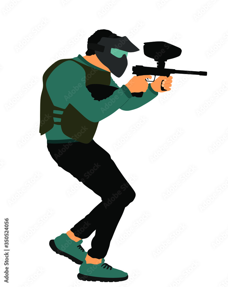 Paintball player vector illustration isolated on white background ...