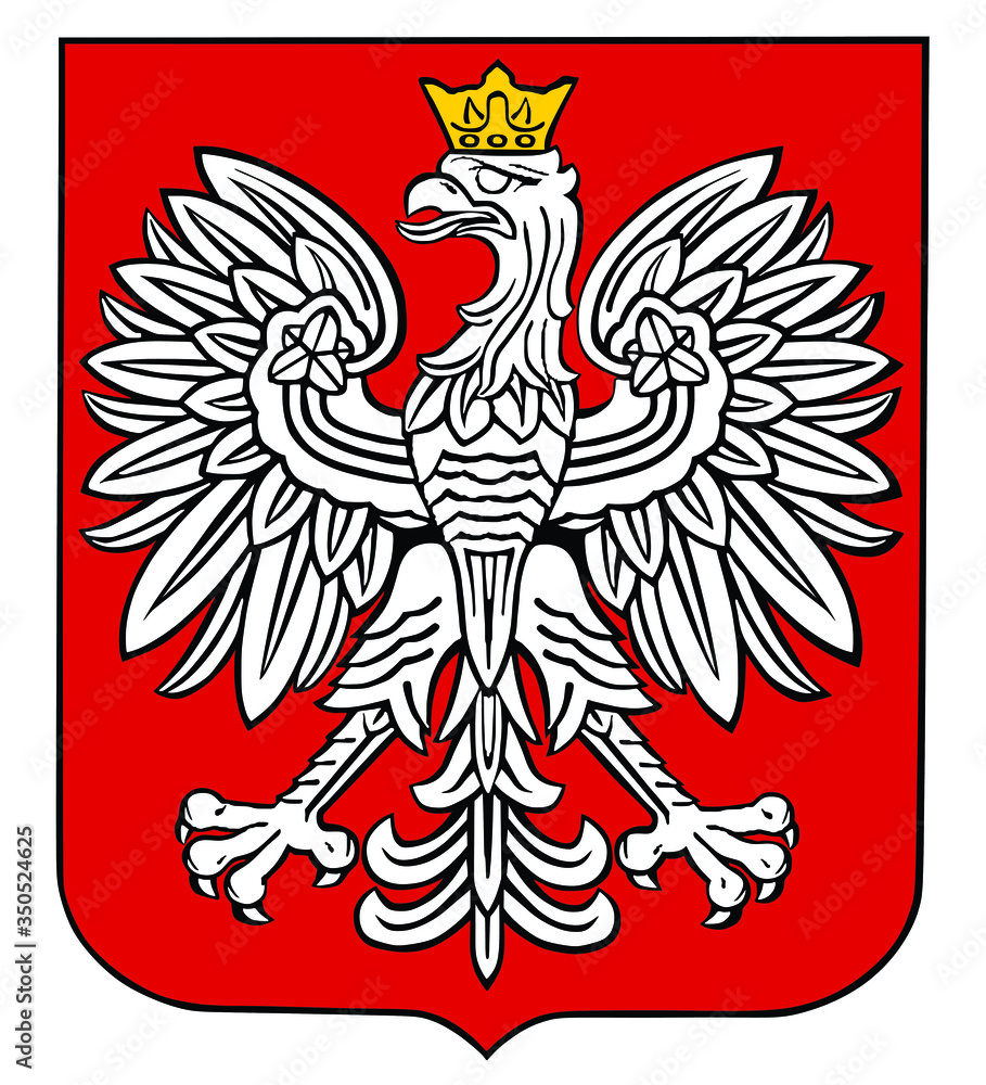Poland coat of arms, seal, national emblem, isolated on white ...